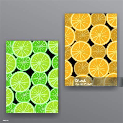 오렌지와 라임 패턴 바 메뉴 육즙음료 또는 과일 레스토랑에 대한 크리에이티브 페이지 커버 칵테일 파티에 대한 스톡 벡터 아트 및