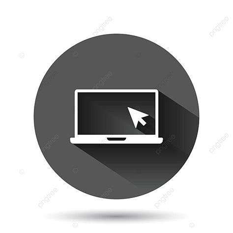 Flat Laptop Icon With Cursor On Black Background Vector Electronic Book Open PNG And Vector