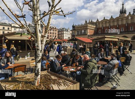 Traditional Easter Market At The Main Square In Krakow Poland On April