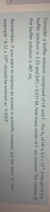 Solved Consider A Buffer Solution Comprised Of Hf And F The
