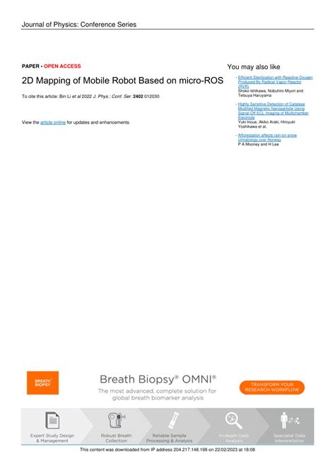 Pdf 2d Mapping Of Mobile Robot Based On Micro Ros