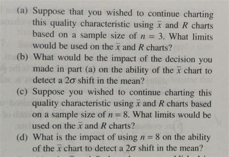 Solved Consider The X And R Charts You Established In Chegg