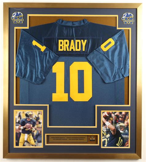 Tom Brady Custom Framed Jersey Display With Michigan Wolverines Stadium
