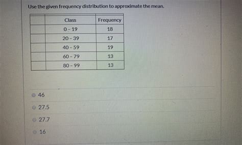 Solved Use The Given Frequency Distribution To Approximate