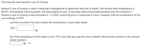 This Exercise Uses Newtons Law Of Cooling N Solvely