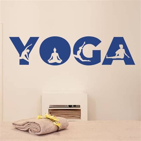Autocollant Mural Logo Yoga Avec Silhouettes