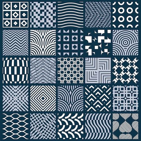 벡터 장식용 흑백 원활한 배경 세트 기하학적 패턴 컬렉션입니다 모던한 심플한 스타일의 화려한 텍스처 프리미엄 벡터