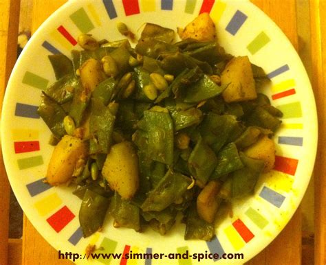 Indian Flatbroad Beans Recipe Saem Aalu Sabzi To The Herbs