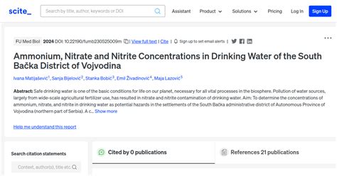 Ammonium Nitrate And Nitrite Concentrations In Drinking Water Of The