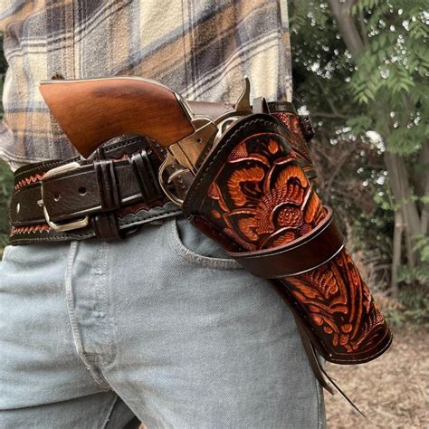 Cross Draw Holster Western Leather Holster Attaches To Belt Old