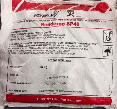 Waterproofing Coating Fosroc Renderoc Sp 40 Packaging Size 25 Kg Powder At ₹ 431 Kg In