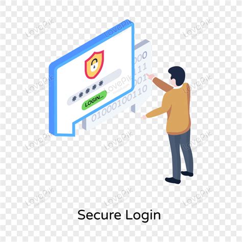 Secure Login Illustration Vector Cybersecurity Password Person Png