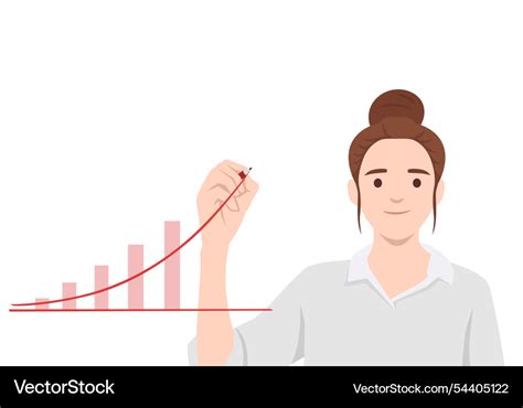 Businesswoman Drawing Graph With Arrow Going Up Vector Image