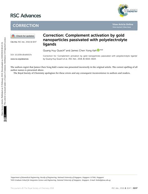 Pdf Correction Complement Activation By Gold Nanoparticles