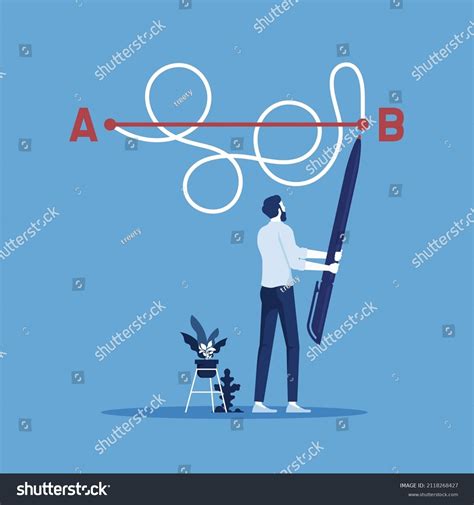 8 Man Holding Pen Hand Leads Drawing Line Point Point B Royalty Free