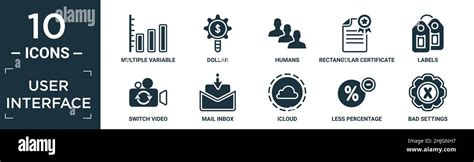 Filled User Interface Icon Set Contain Flat Multiple Variable Lines
