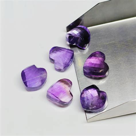 23456 Pcs 100 Natural Amethyst Twisted Heart Shape Carved Gemstone