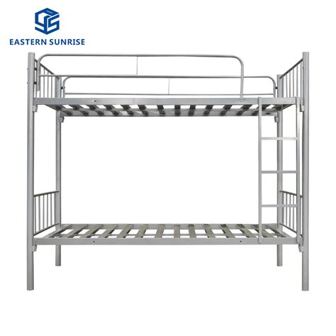 Detachable Two Layer Bed Frame Silver Grey Square Tube Bunk Bed Bunk