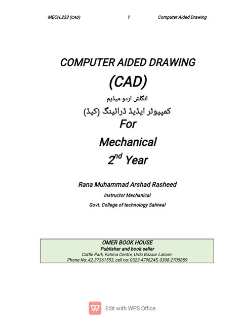 Mech 233 Cad By Rana Arshad Pdf Computer Aided Design Technical Drawing