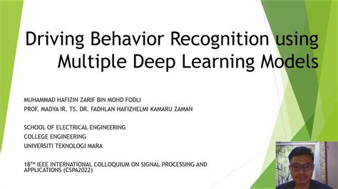 Driving Behavior Recognition Using Multiple Deep Learning Models Cspa2022 Youtube