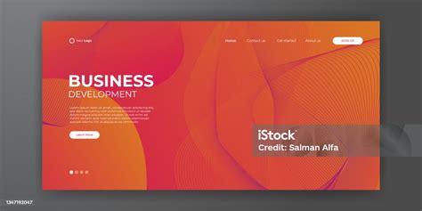추상적 인 현대 3d 배경이있는 현대적인 빨간색 주황색 비즈니스 방문 페이지 템플릿 동적 그라데이션 컴포지션 방문 페이지 커버