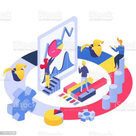 등분 분석 비즈니스 팀 벡터 일러스트레이션 플랫 피플 캐릭터 분석 마케팅 차트 및 그래프 개념 개념에 대한 스톡 벡터 아트 및