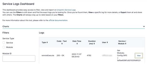 service logs dashboard tool