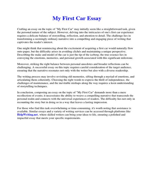My First Car Essay Pdf Poetry Beowulf