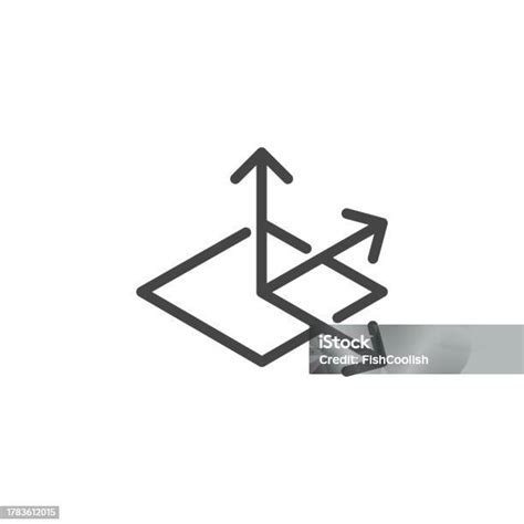 엔지니어링 3d 모델링 및 프로토타이핑 또는 치수 및 크기에 대한 아이콘입니다 이러한 선 기호는 기하학적 3d 객체 계획 도면과