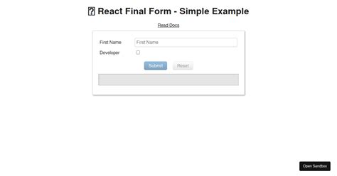 🏁 react final form simple example codesandbox