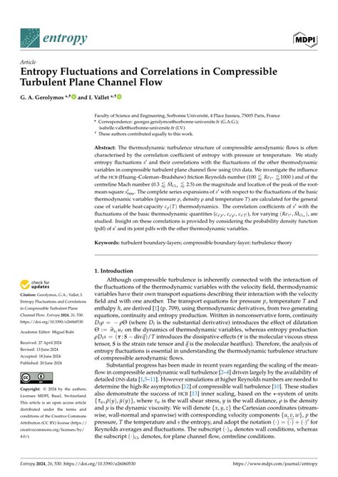 Pdf Entropy Fluctuations And Correlations In Compressible Turbulent