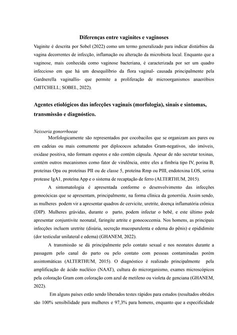 SOLUTION Diferenças entre vaginites e vaginoses Studypool
