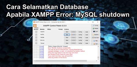 Cara Selamatkan Database Apabila Xampp Error Mysql Shutdown