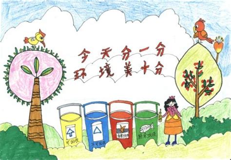 垃圾分类绘画 垃圾分类绘画一等奖 垃圾分类画画大全 简单