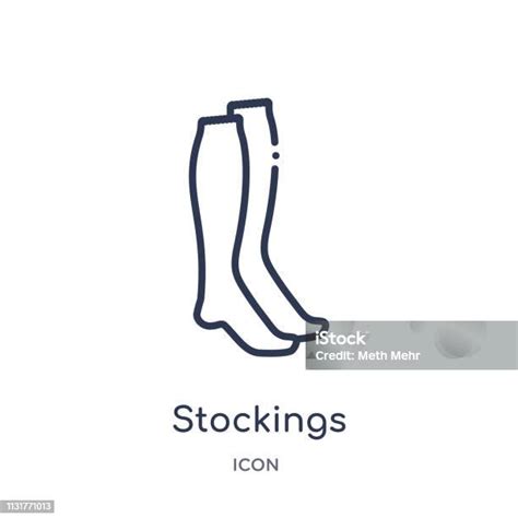 옷 개요 컬렉션에서 선형 스타킹 아이콘입니다 얇은 라인 스타킹 벡터 흰색 배경에 고립입니다 스타킹 트 렌 디 일러스트레이션 0명에 대한 스톡 벡터 아트 및 기타 이미지