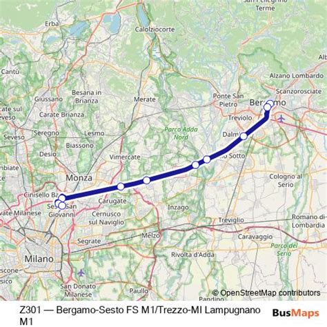 Z301 Bergamo Sesto Fs M1trezzo Mi Lampugnano M1 Bus Route Map And