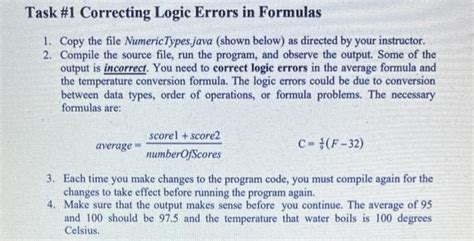 Solved Task 1 Correcting Logic Errors In Formulas 1 Copy