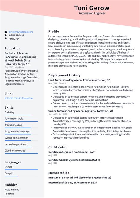 Microsoft Automation Engineer Resume Examples Resumecat