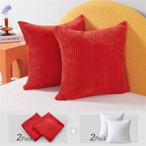 Deconovo Couch Pillow Covers 24x24 Inch Corduroy Pack Of 2