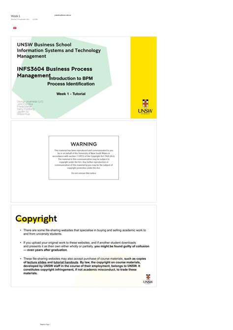 Week 1 Week 1 Tutorial 1 Week 1 J Thursday 14 September