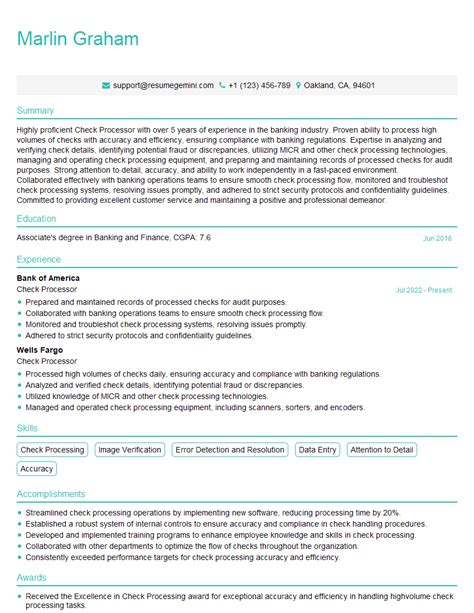 Top 10 Questions For Check Processor Interview ResumeGemini Online Resume Builder
