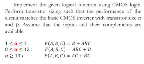 Solved Implement The Given Logical Function Using CMOS Chegg
