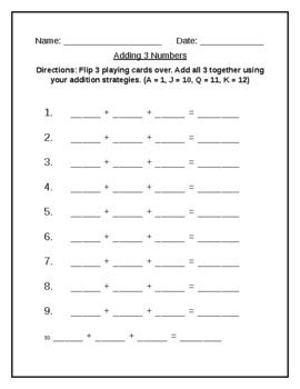 Adding 3 Addends Editable By Mulvey S Materials TPT