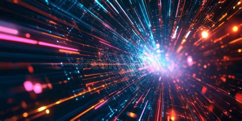 A High Tech Abstract Background With Cascading Energy Trails Weaving Through A Neon Cybernetic