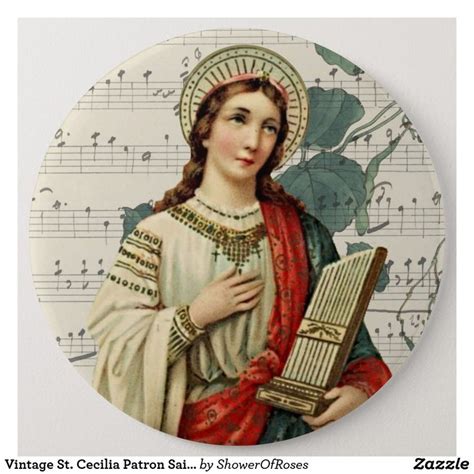 Vintage St Cecilia Patron Saint Of Musicians Button Zazzle Patron