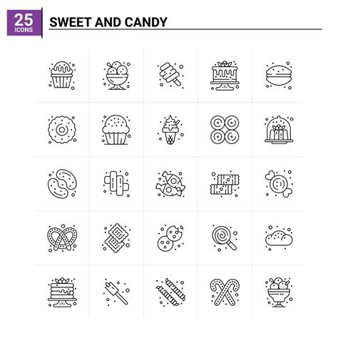 25 Sweet And Candy Icon Set Vector Background 19094313 Vector Art At Vecteezy