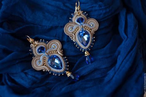 Серьги сутажные 'Ирисы' | Серьги, Суташ, Синие серьги