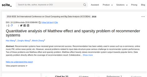 Quantitative Analysis Of Matthew Effect And Sparsity Problem Of