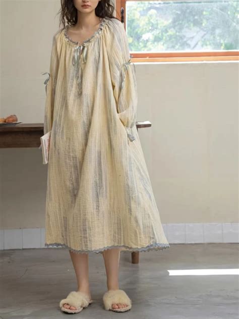 프렌치 코튼 잠옷 여성 스퀘어 넥 랜턴 슬리브 레트로 잠옷 레이스 공주 스타일 심플하고 달콤한 나이트 드레스 Aliexpress