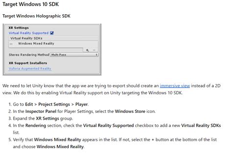 Setting Up Unity No Xr Settings Cant Find Hololens Technical Preview